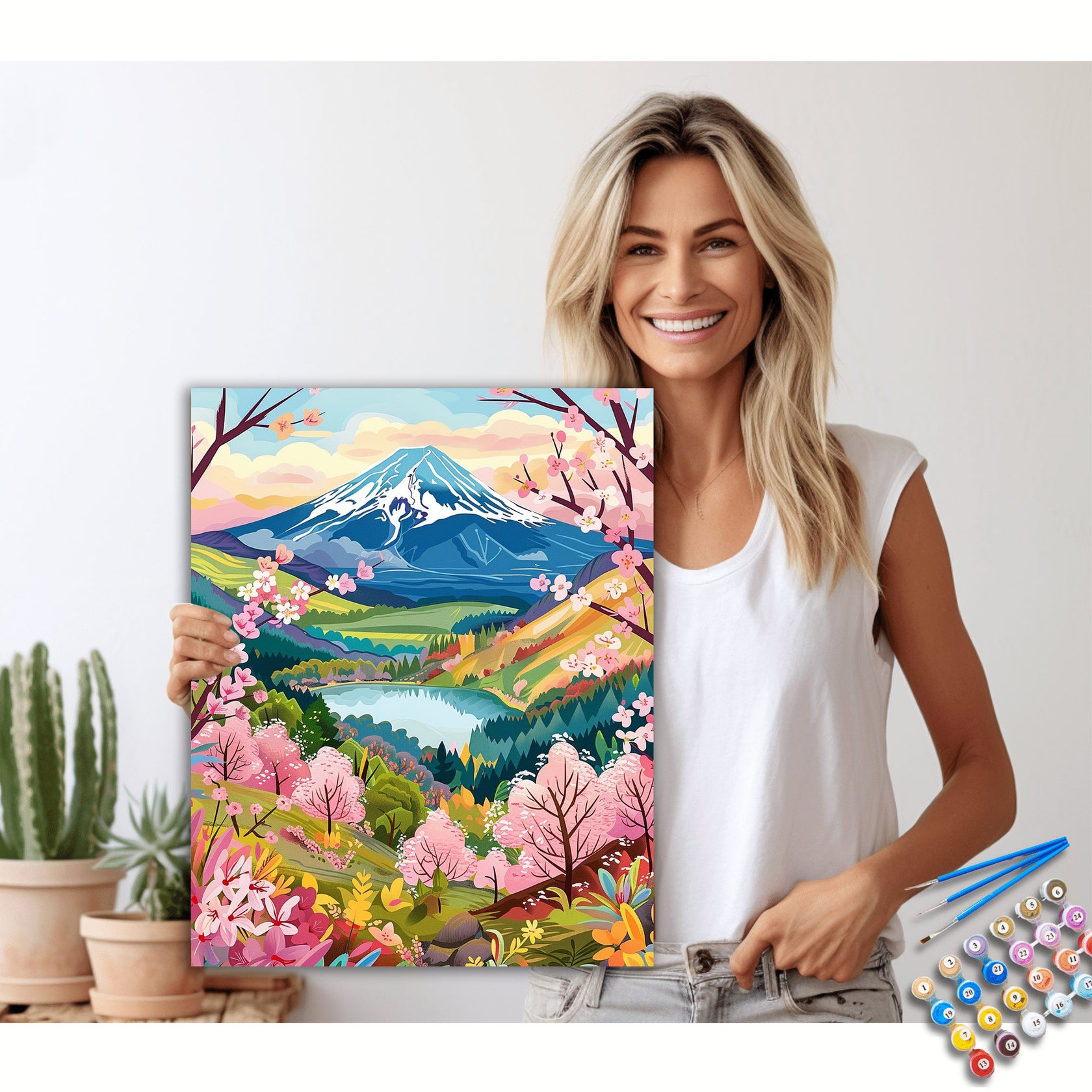 Fuji in spring - Paint by Numbers Kit | Adult Paint by Numbers – maikoo art