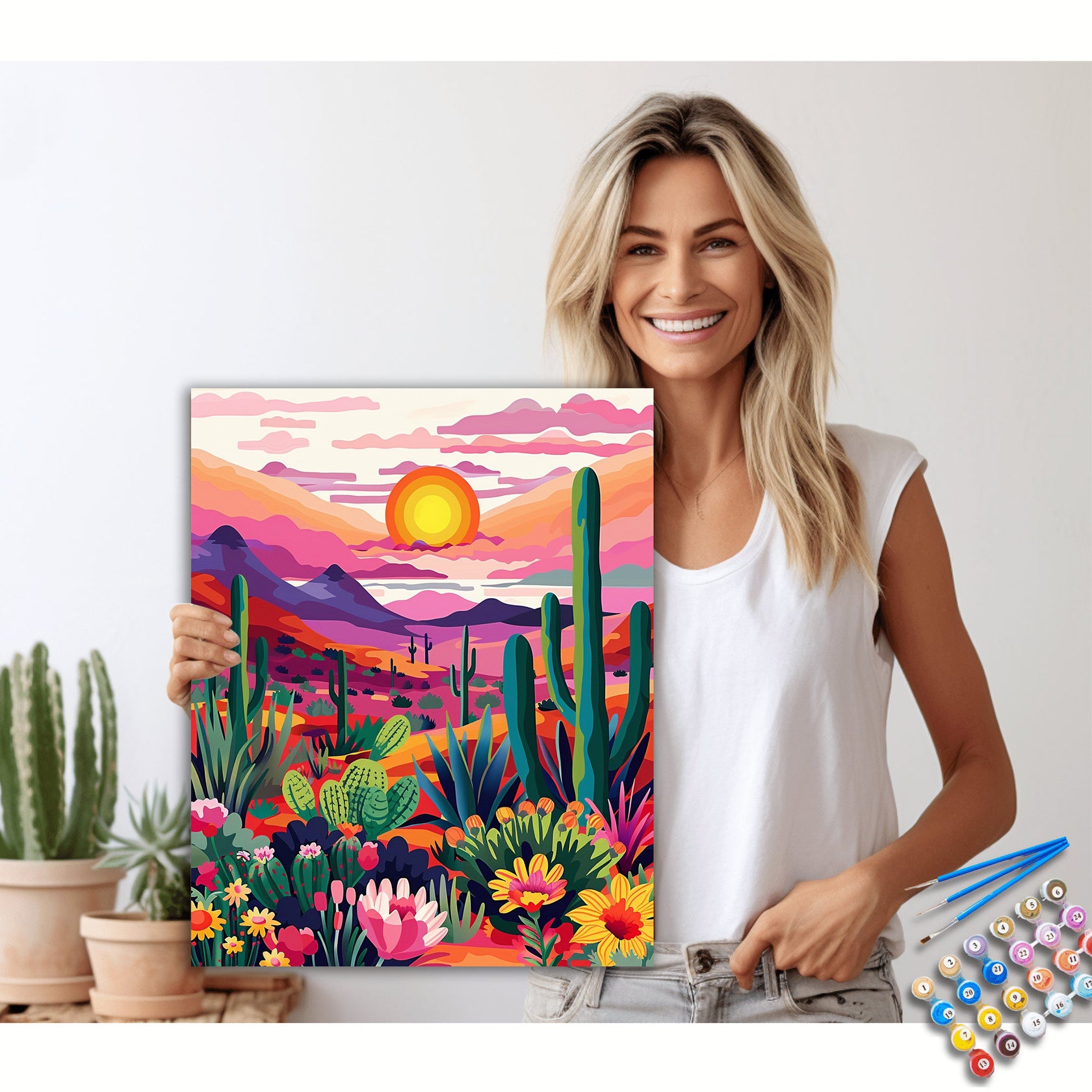 Oasis at Sunset - Paint by Numbers Kit | Painting by Numbers for Adults ...