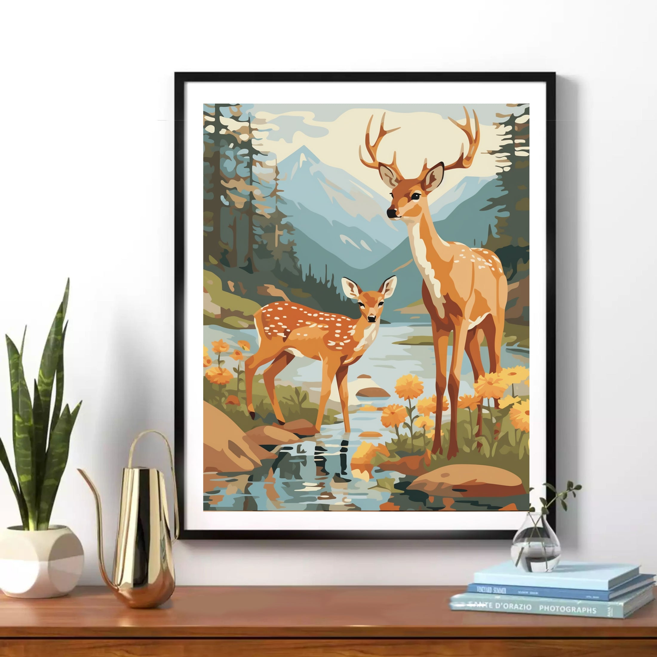 Deer Shadows by the Stream Paint by Numbers Kit | Adult Paint by ...